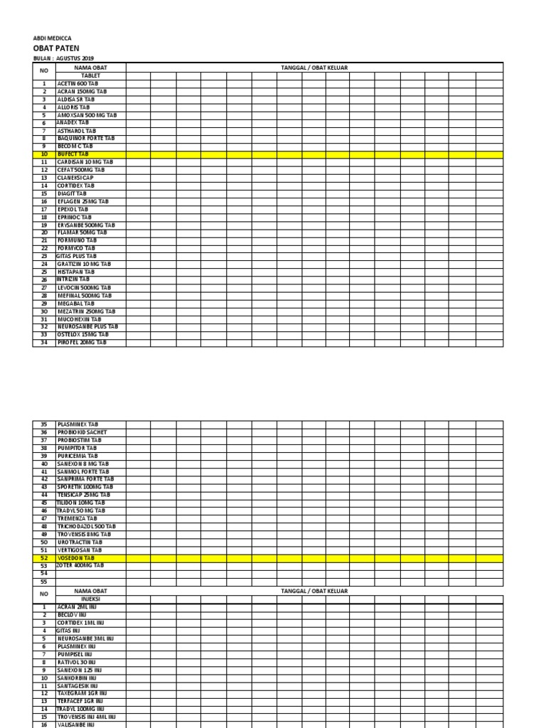 Form Check Stock Obat | PDF