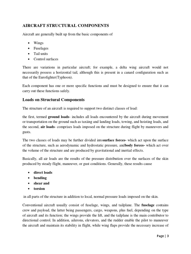 Aircraft Structural Components Overview | PDF | Aircraft | Lift (Force)