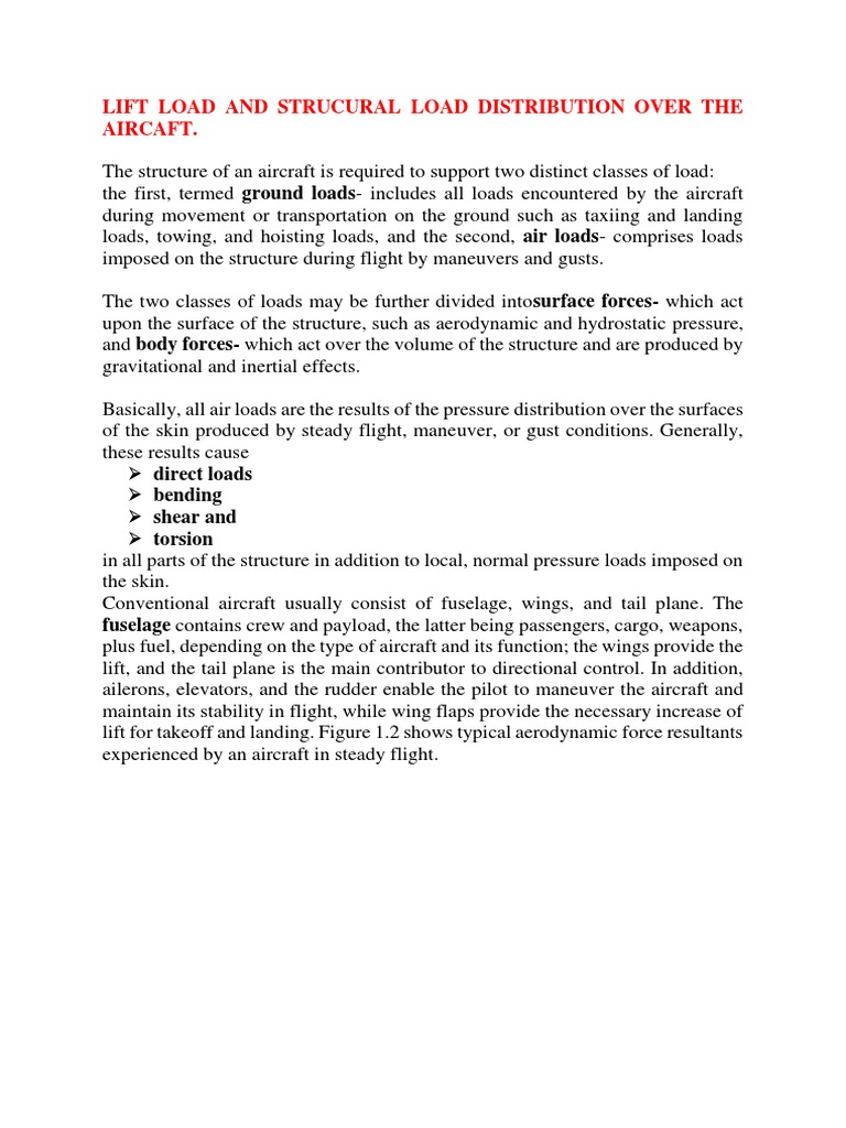 Lift Load Distribution and Structural Load Distribution | PDF ...