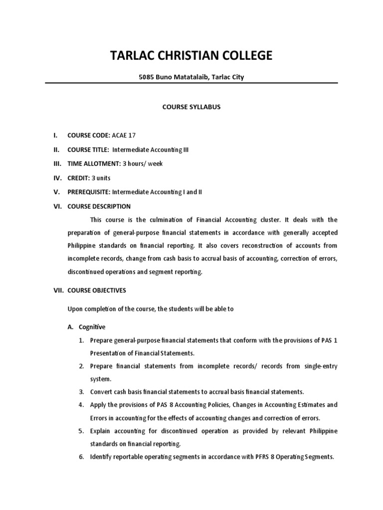 Syllabus 1 | PDF | Financial Statement | International Financial ... Syllabus 1 | PDF | Financial Statement | International Financial ...