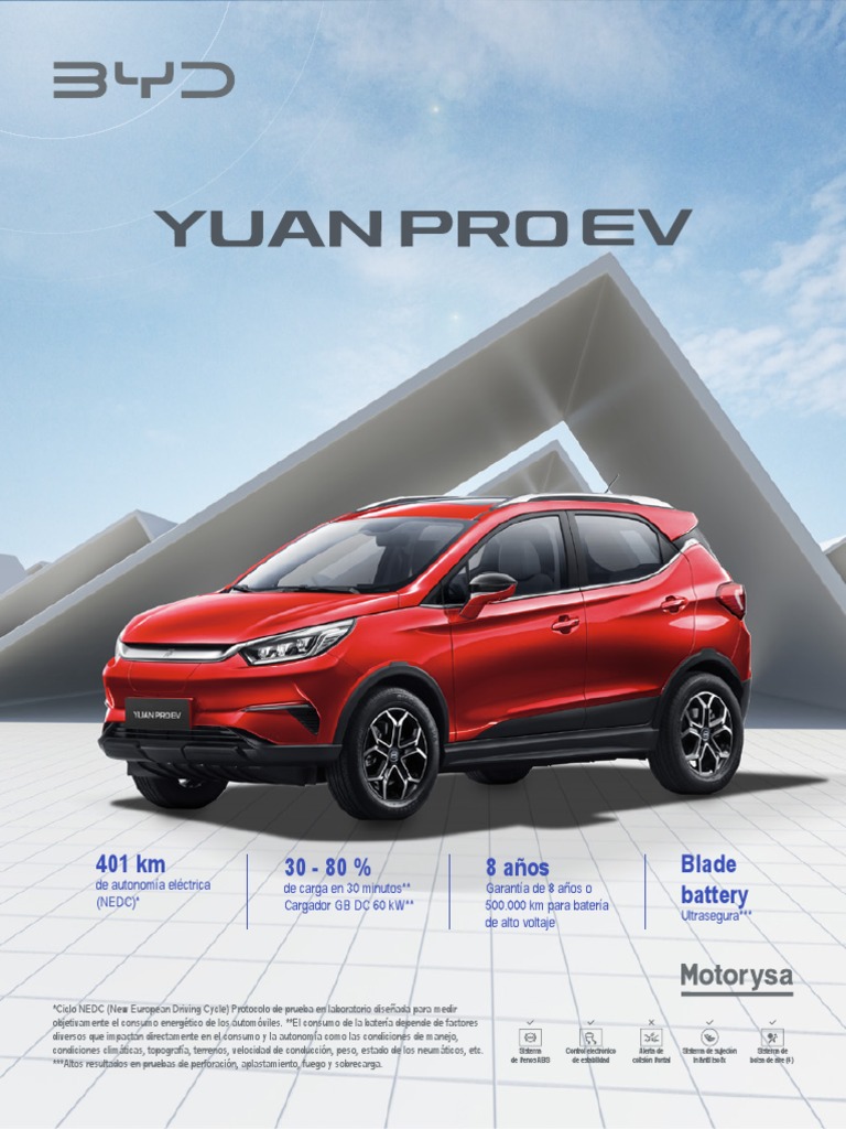 Especificaciones BYD Yuan Pro EV | PDF | Airbag | Diodo emisor de luz