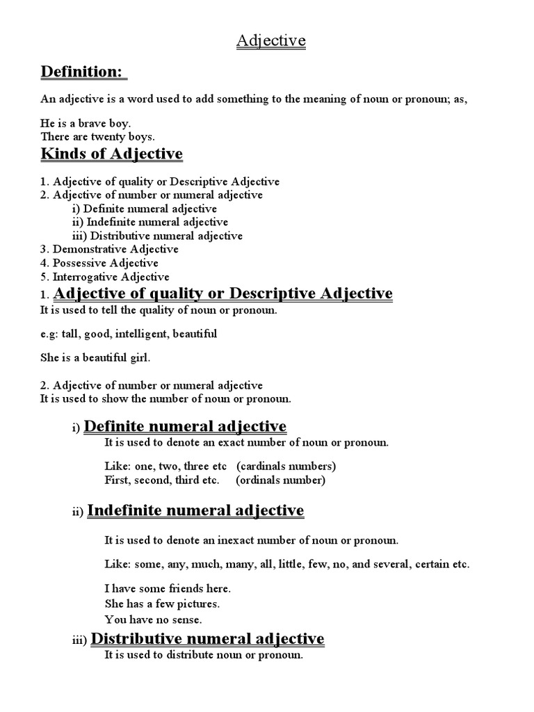 Understanding Adjectives and Their Types | PDF | Adjective ...
