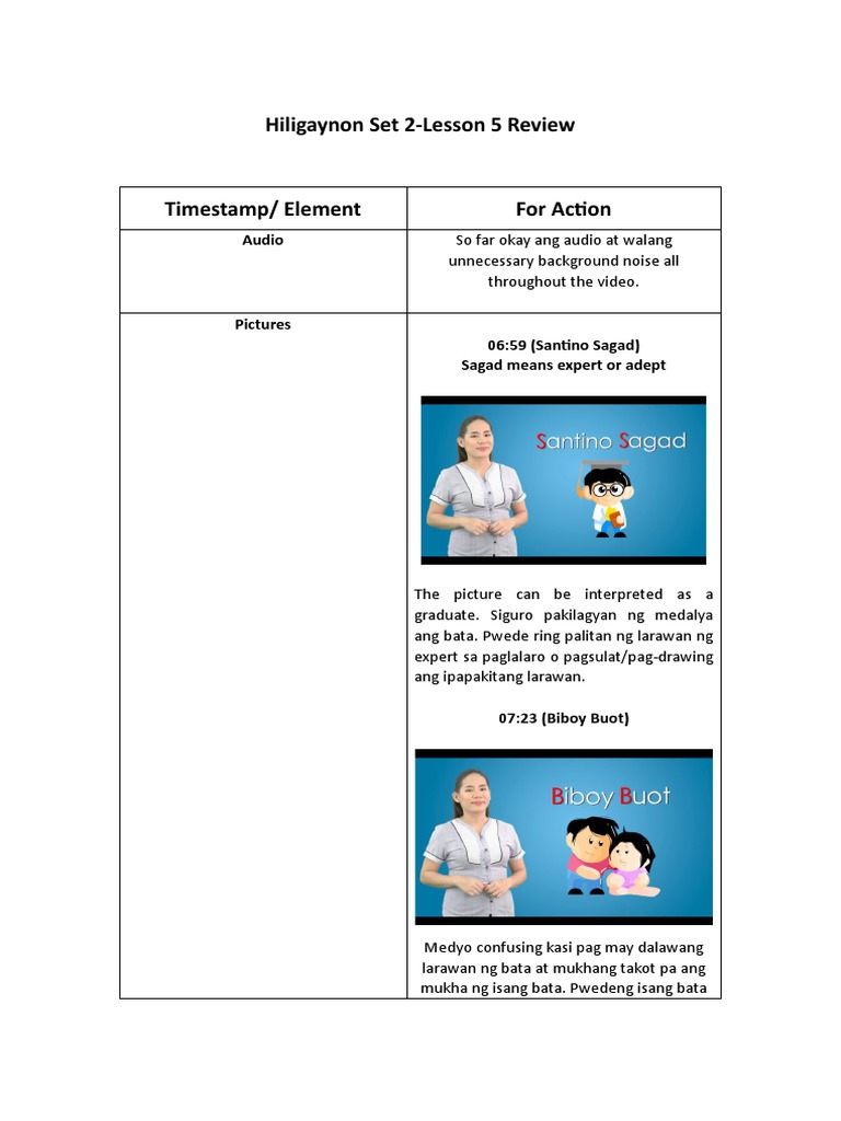 Hiligaynon Set 2 Lesson 5 Review.01.23.23 | PDF