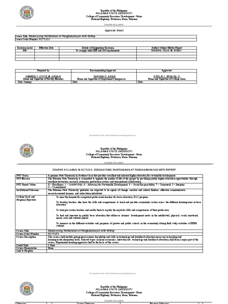 Syllabus in SC Tle 2 Edukasyong Pantahanan at Pangkabuhayan With Entrep | PDF | Curriculum ...