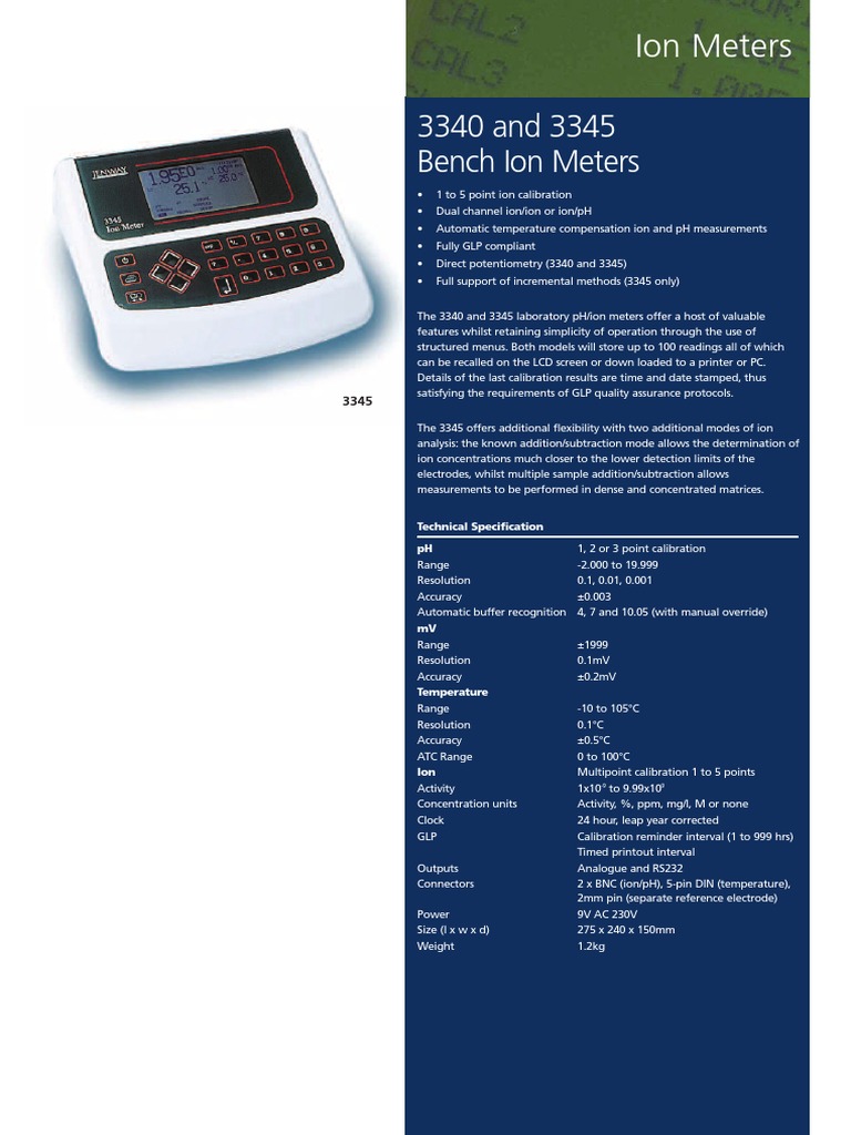 Benchtop Ion Meters: Technical Specifications and Features of the ...