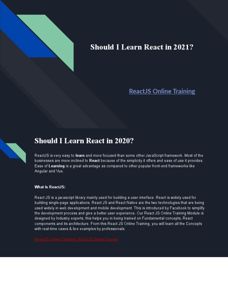 Learn ReactJS in 2021 Re.9542632.powerpoint | PDF