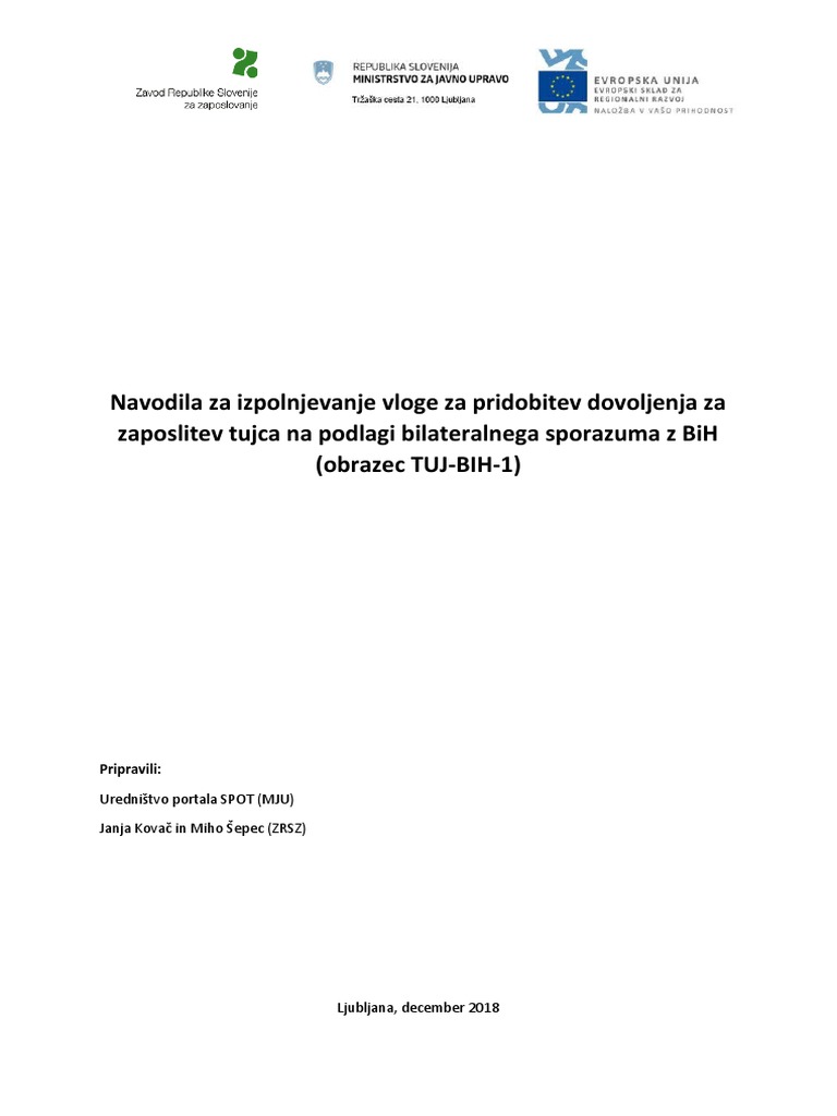 Navodila TUJ BIH | PDF