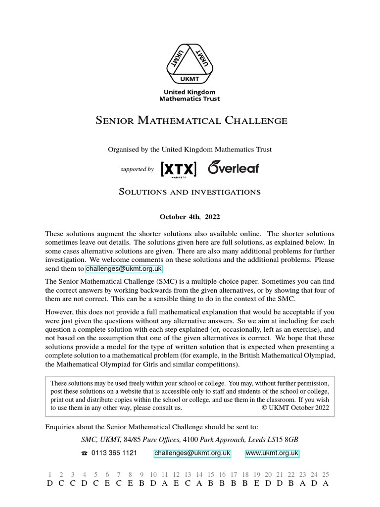 SMC 2022 Extended Solutions | PDF | Area | Triangle