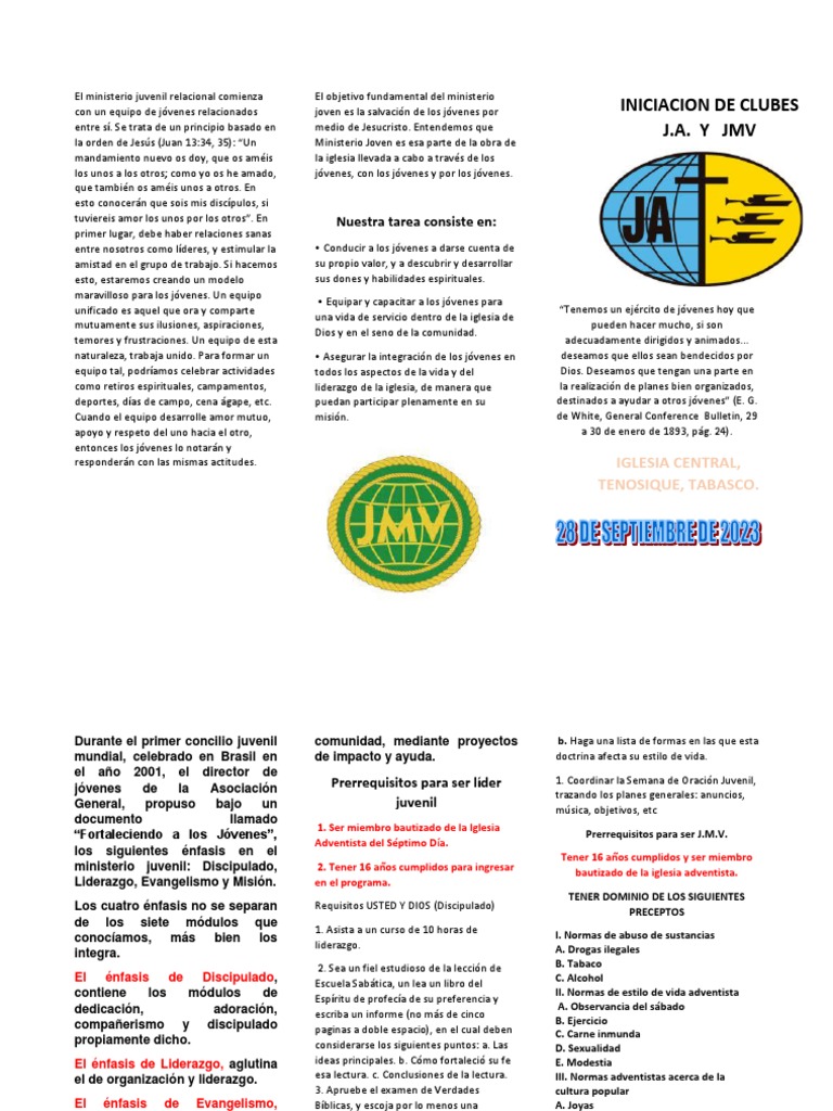 Triptico Ja | PDF | Iglesia Adventista del Séptimo Día