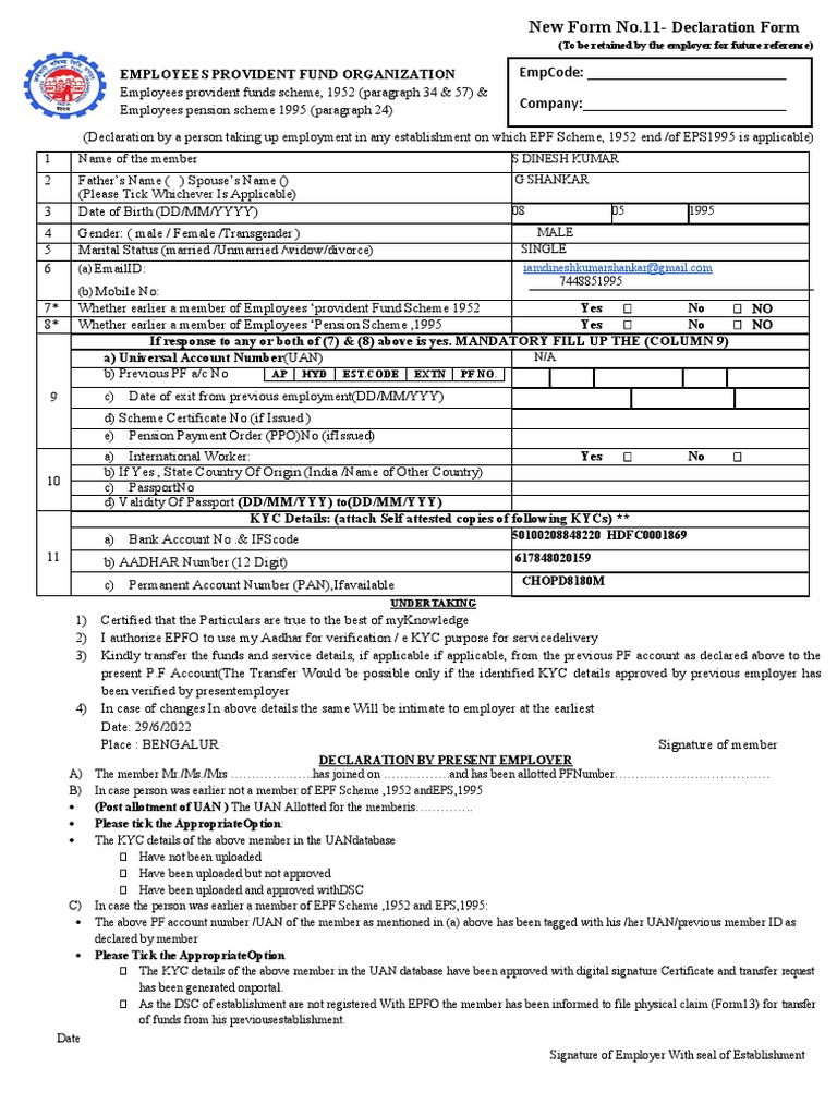 PFForm 11 | PDF | Government And Personhood