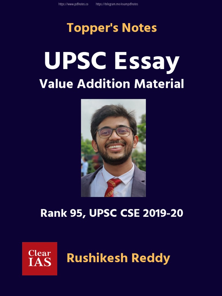 Topper Rushikesh Reddy Upsc Essay Value Addition Material Pdfnotes ...