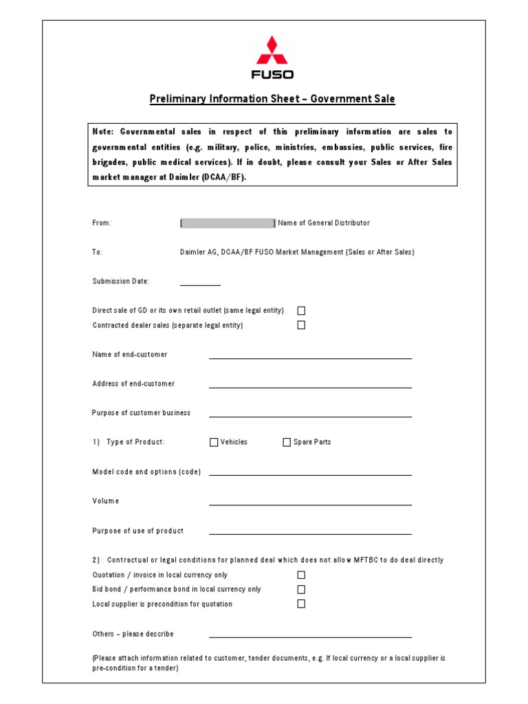 Preliminary Information Sheet - 1 | PDF