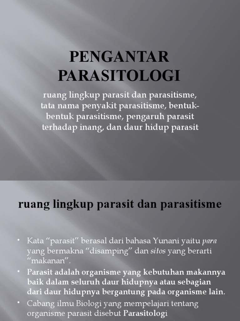 Dasar-Dasar Parasitologi dan Parasitisme | PDF