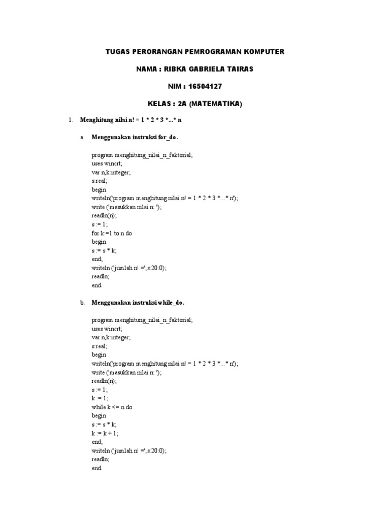 Tugas B.pascal | PDF