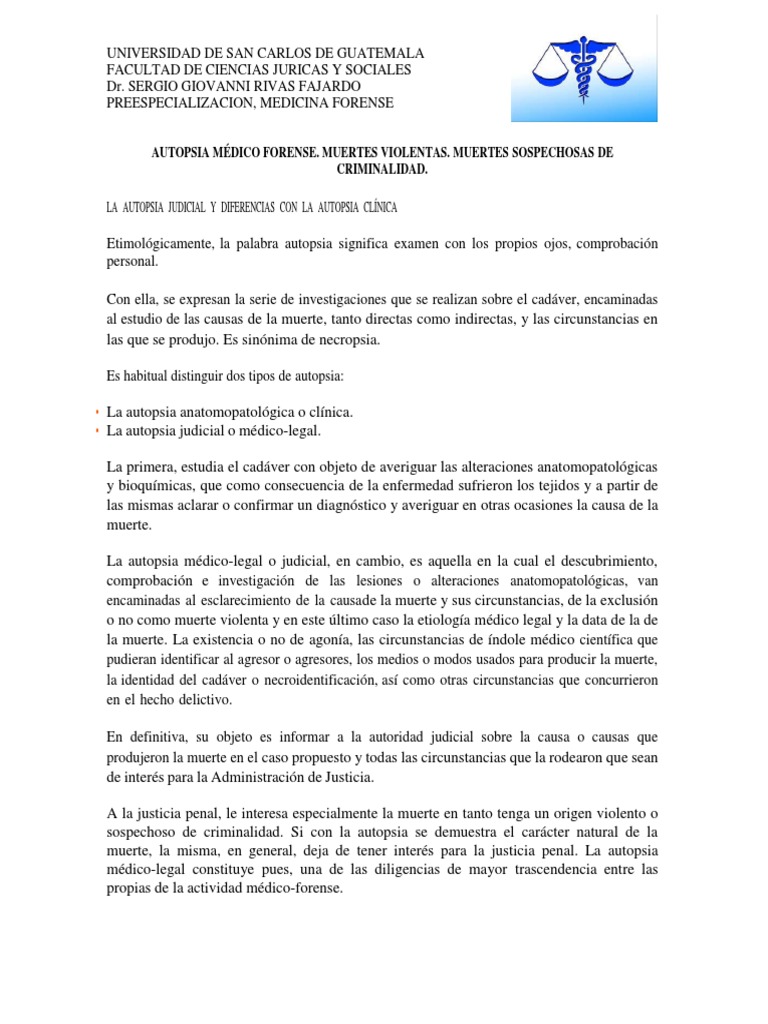 Autopsia Médico Forense: Guía Completa | PDF | Jurisprudencia médica ...