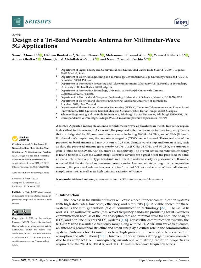 Design of A Tri-Band Wearable Antenna For Millimeter-Wave 5G ...