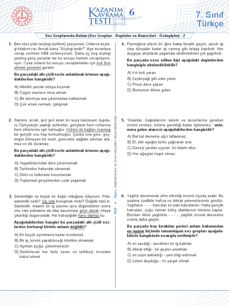 Turkce Testi | PDF