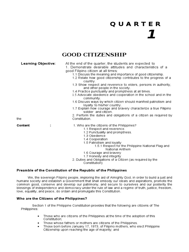 Good Citizenship Values | PDF | Citizenship | Flag