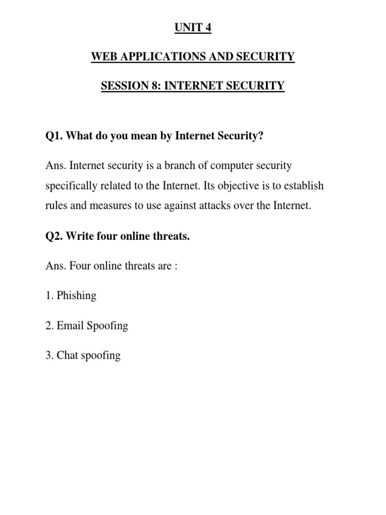 Web Security Question & Ans Session 8 | PDF