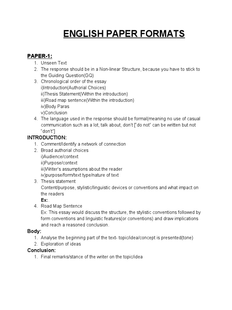 X English Paper Formats | PDF | Essays | Linguistics