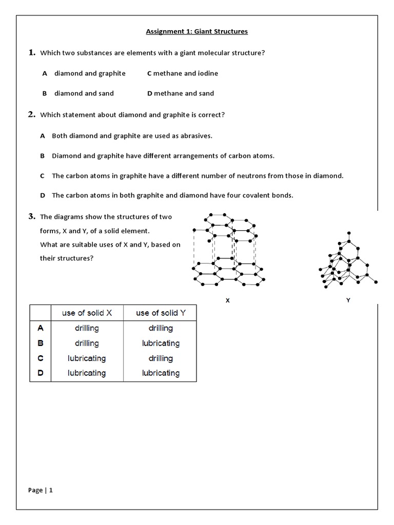 Giant Molecular Structures Explained | PDF | Carbon | Chloride
