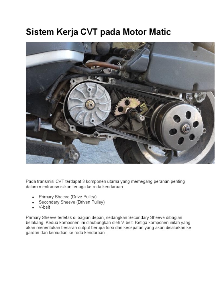 Sistem Kerja CVT Pada Motor Matic | PDF