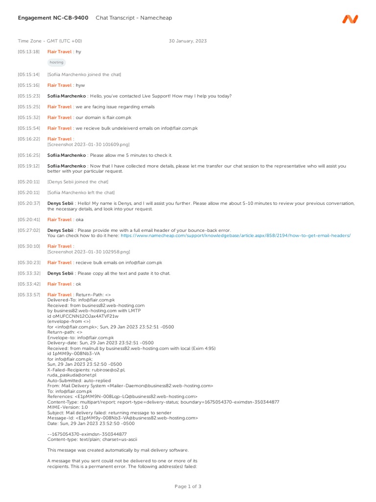 Chat Transcript 30 Jan 2023 | PDF | Network Service | Computing