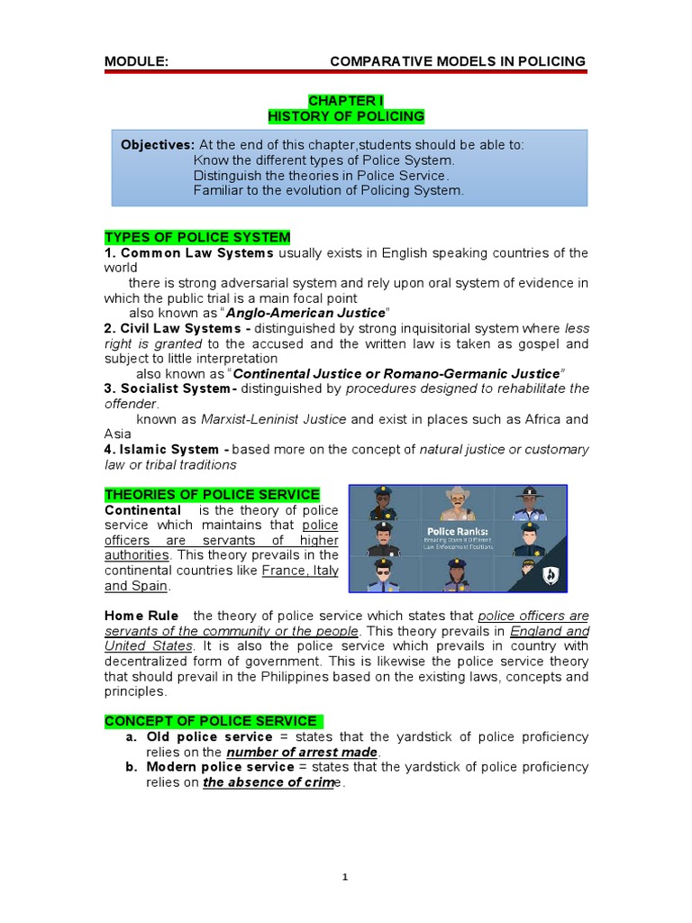 Comparative Models in Policing Chapter 1 | PDF | Police | Constable