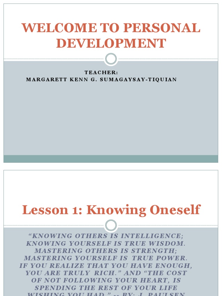 PERDEV Lesson 1 | PDF | Self | Behavior