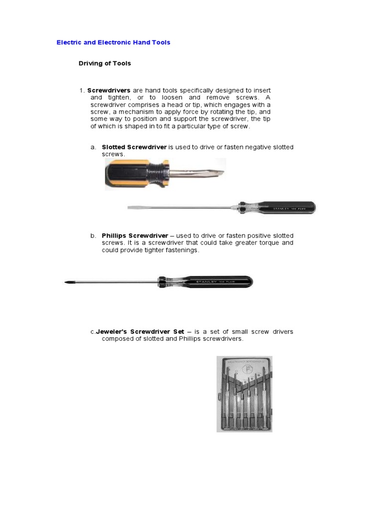 Electric and Electronic Hand Tools | PDF | Voltage | Soldering