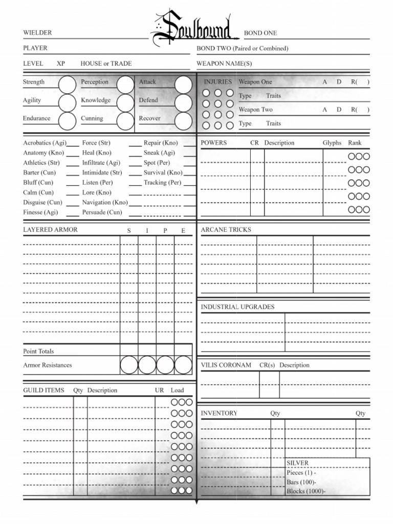 Soulbound Character Sheet | PDF