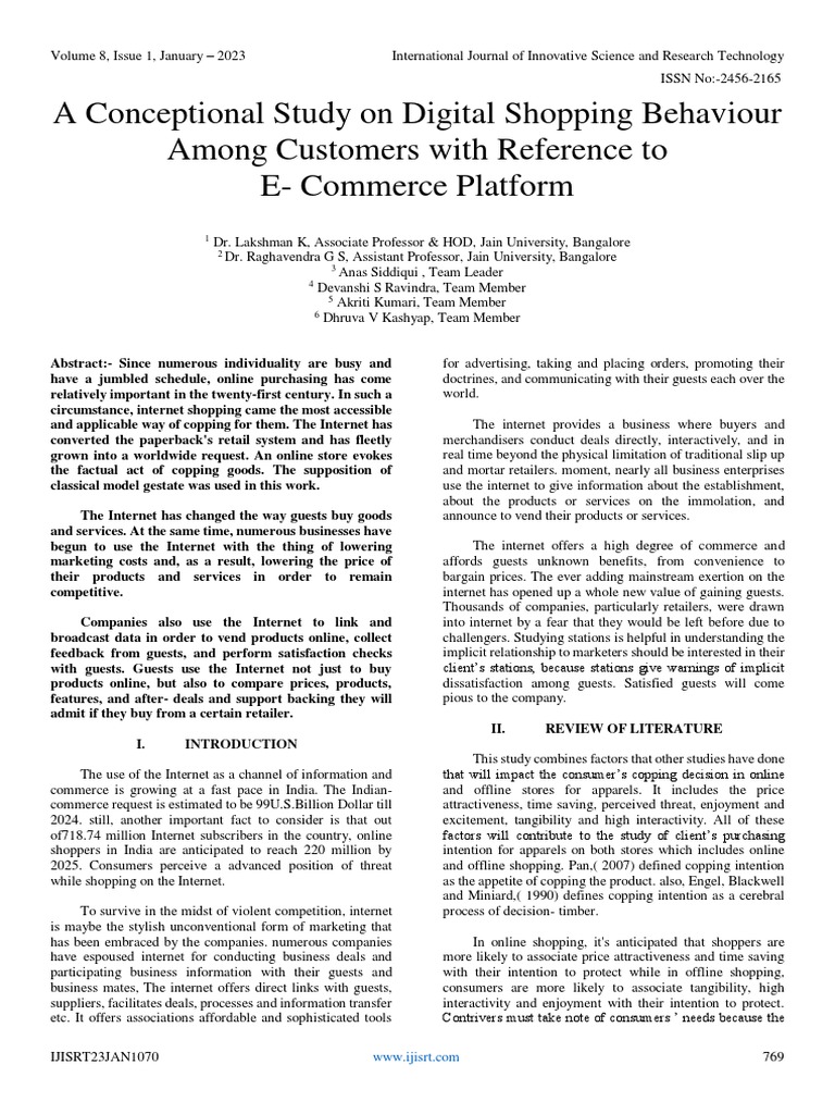 A Conceptional Study On Digital Shopping Behaviour Among Customers With ...