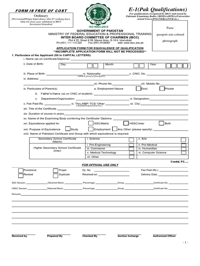 Instructions and Requirements for Obtaining an Equivalence Certificate ...