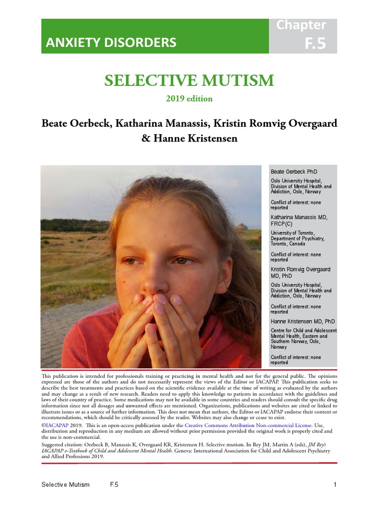 f.5 Mutism Update 2019 | PDF | Mental Disorder | Anxiety Disorder
