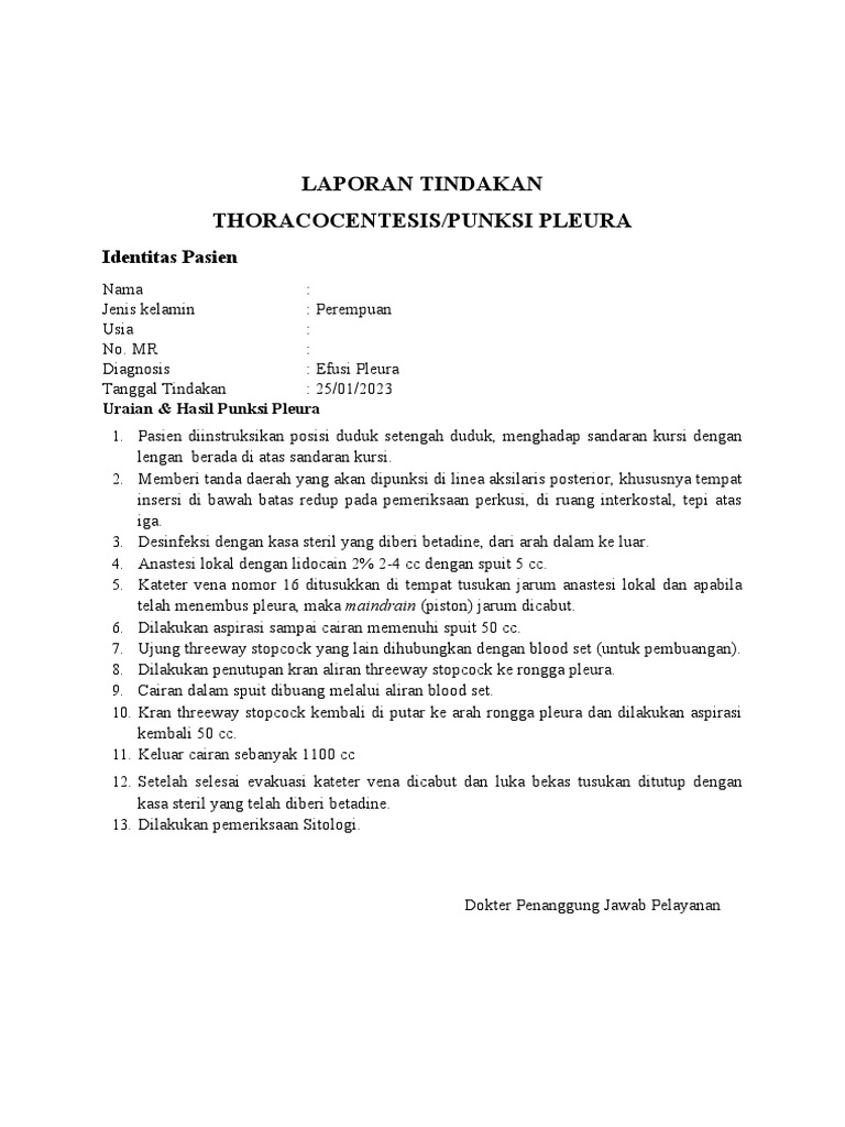 Laporan Pungsi Pleura | PDF