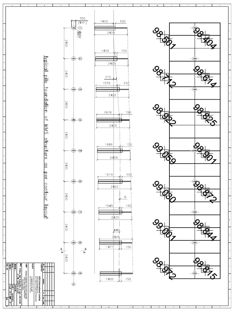 Typical Pile Foundation of MMS Structure As Per Contour Layout | PDF