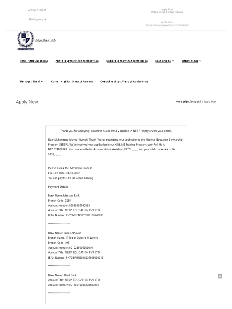 Apply Now - NESP Education Scholarship Program | PDF | Payments ...