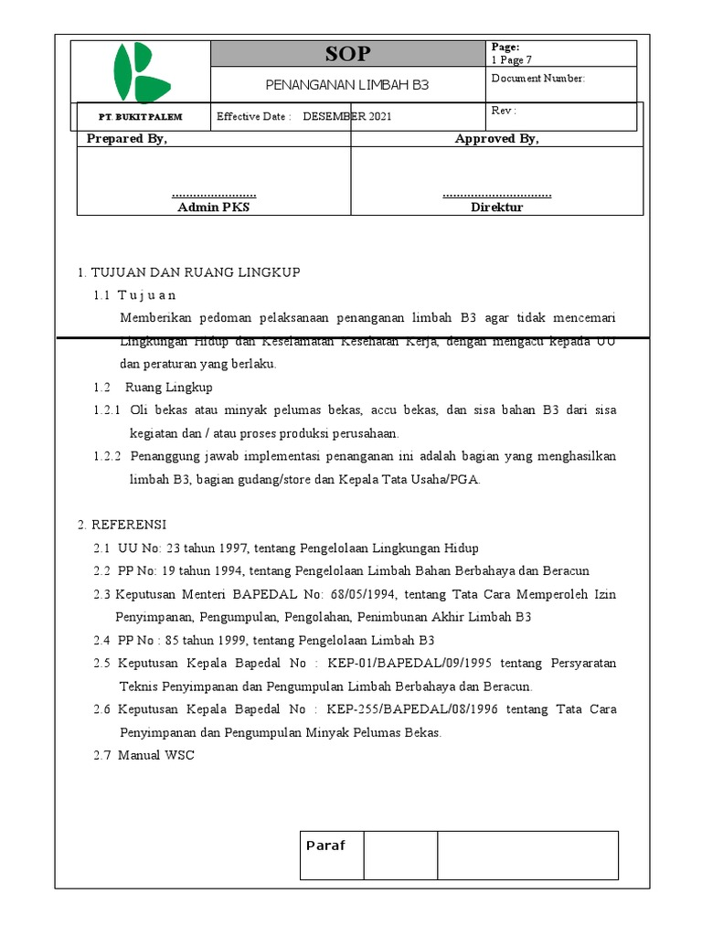 Prosedur Penanganan Limbah B3 | PDF