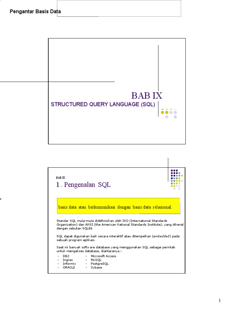 Bab 9 Session 1 - Structured Query Language (SQL) | PDF | Komputer