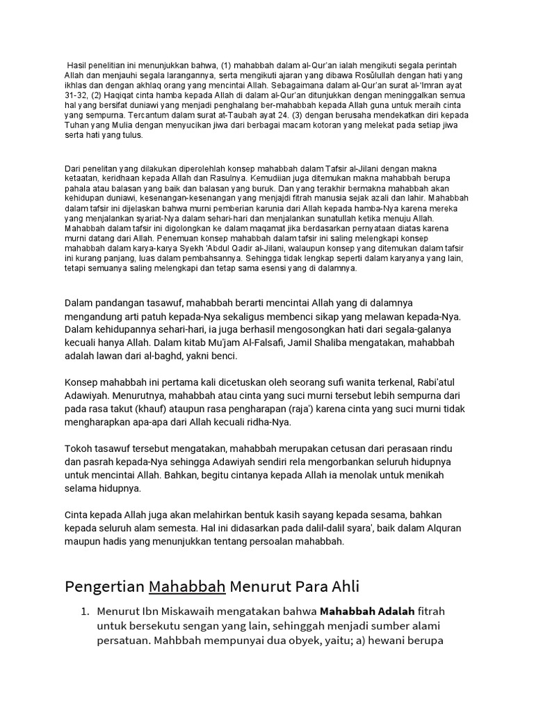 Konsep Mahabbah dalam Al-Qur'an dan Tasawuf | PDF