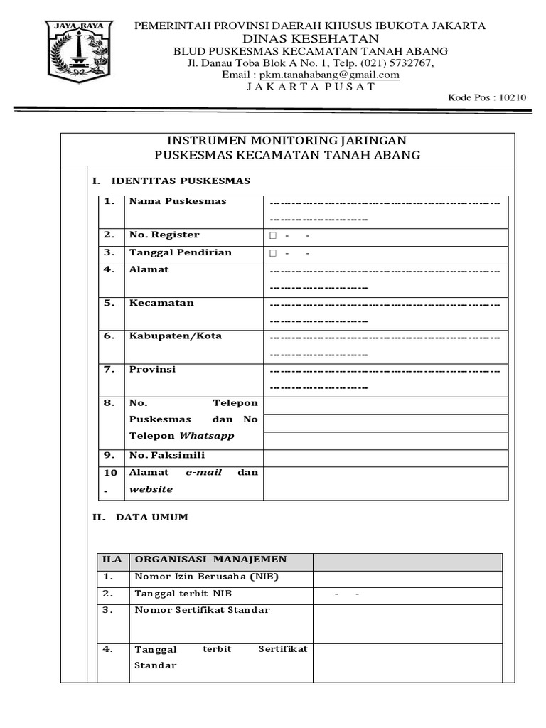 Form Monitoring Jaringan (Permenkes 14 Tahun 2021) | PDF