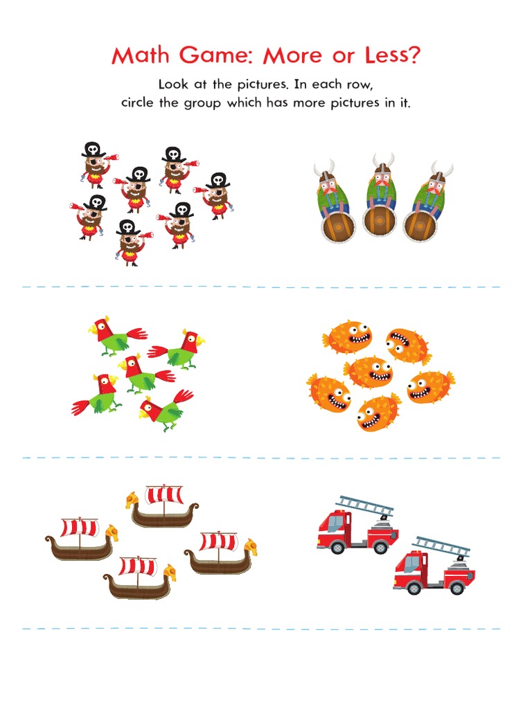 Preschool More or Less Worksheet | PDF