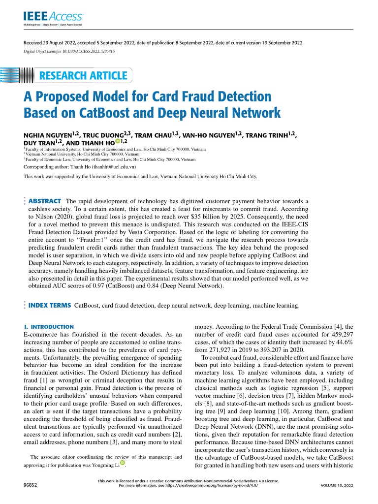 A Proposed Model For Card Fraud Detection Based On Catboost And Deep