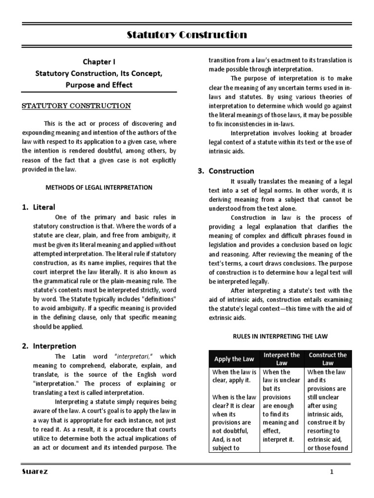 Statutory Construction Overview by Suarez | PDF | Statutory ...