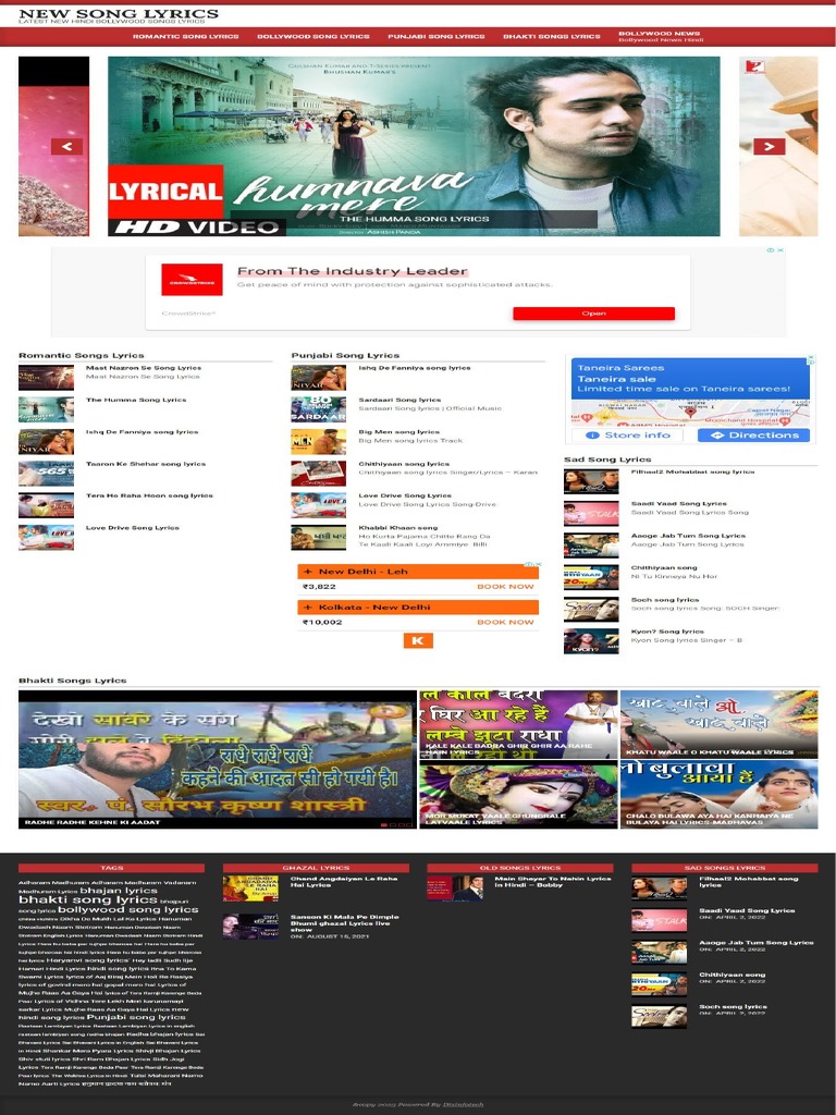 New Song Lyrics - New Song Lyrics of Hindi, Punjabi and Bollywood Songs ...