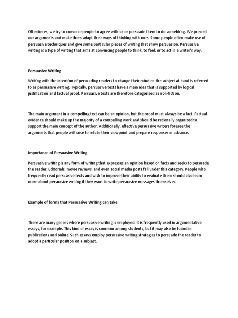 Persuasive Writing | PDF