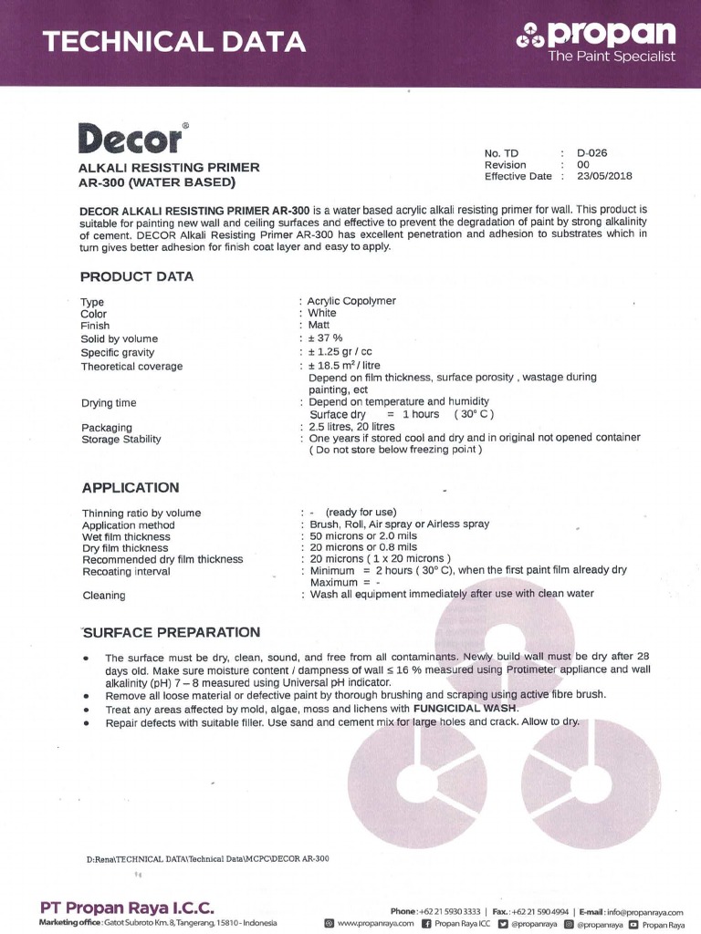 Technical Data Decor Ar-300 | PDF