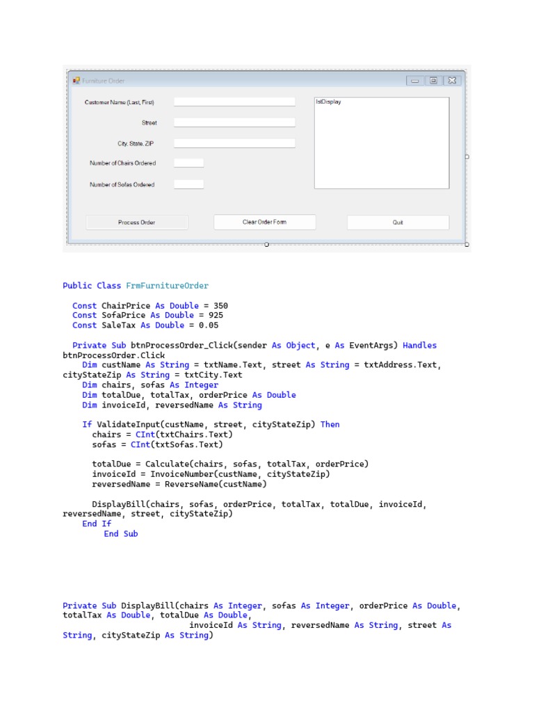 Furniture Order | Download Free PDF | String (Computer Science) | Software Development