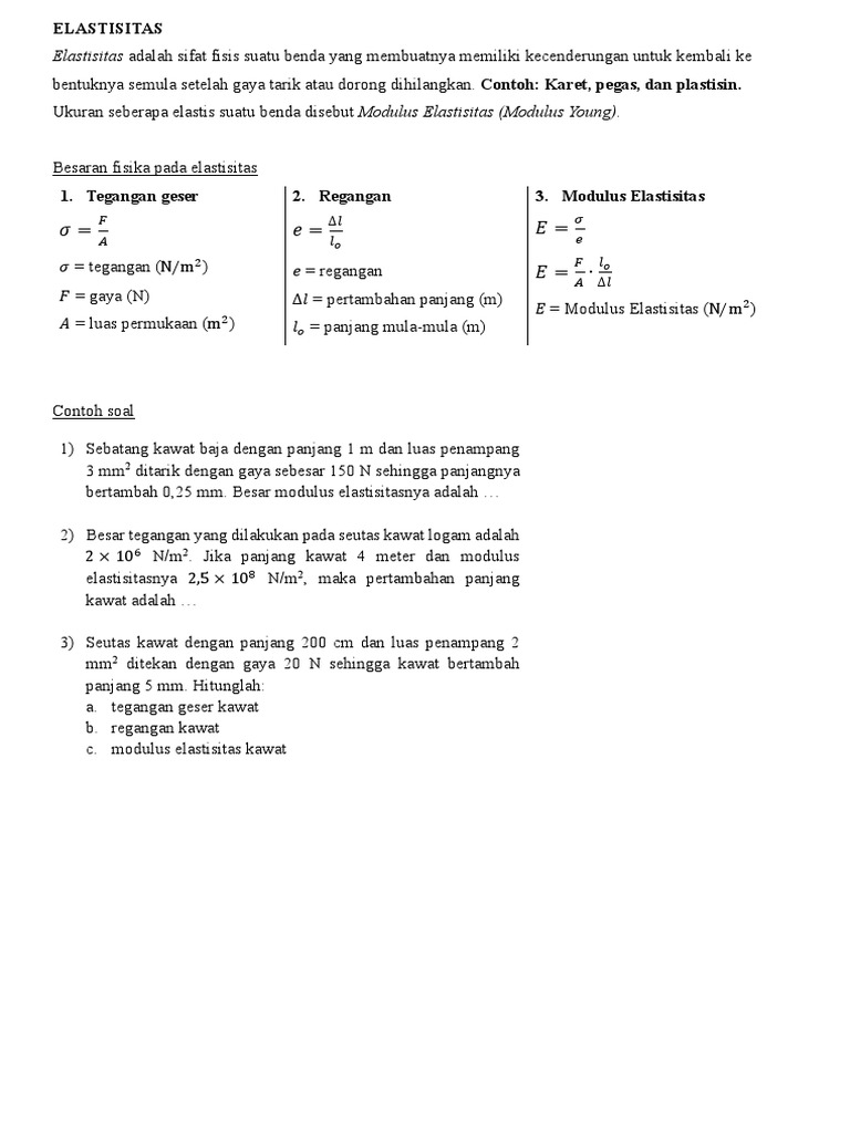 Fisika Kelas XI - Modulus Elastisitas | PDF