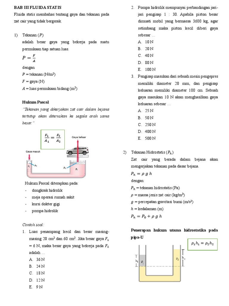 Fisika Kelas XI - Hukum Pascal Dan Archimedes | PDF
